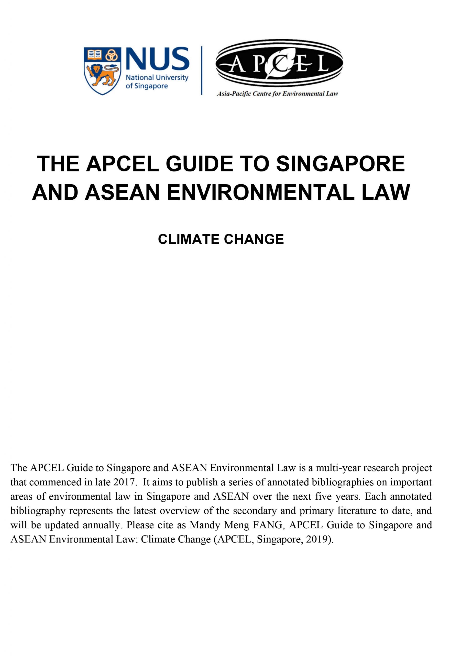 The APCEL Guide to Singapore & ASEAN Environmental Law - Asia-Pacific ...
